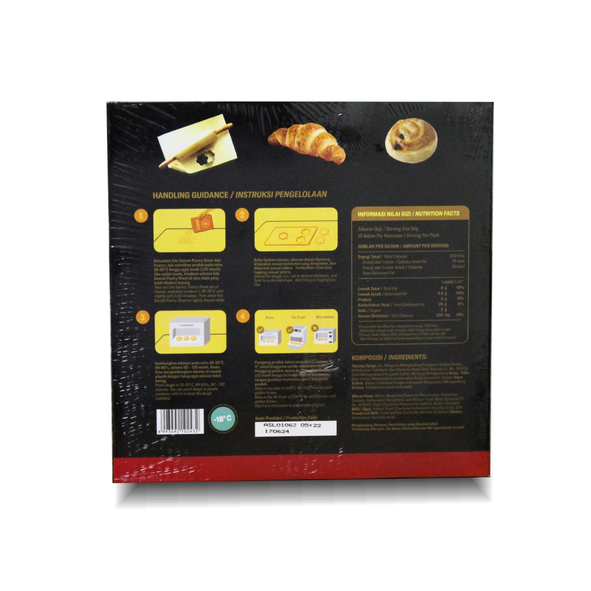 Edo Danish Pastry Sheet 12 x 750 Gr | Makanan Beku